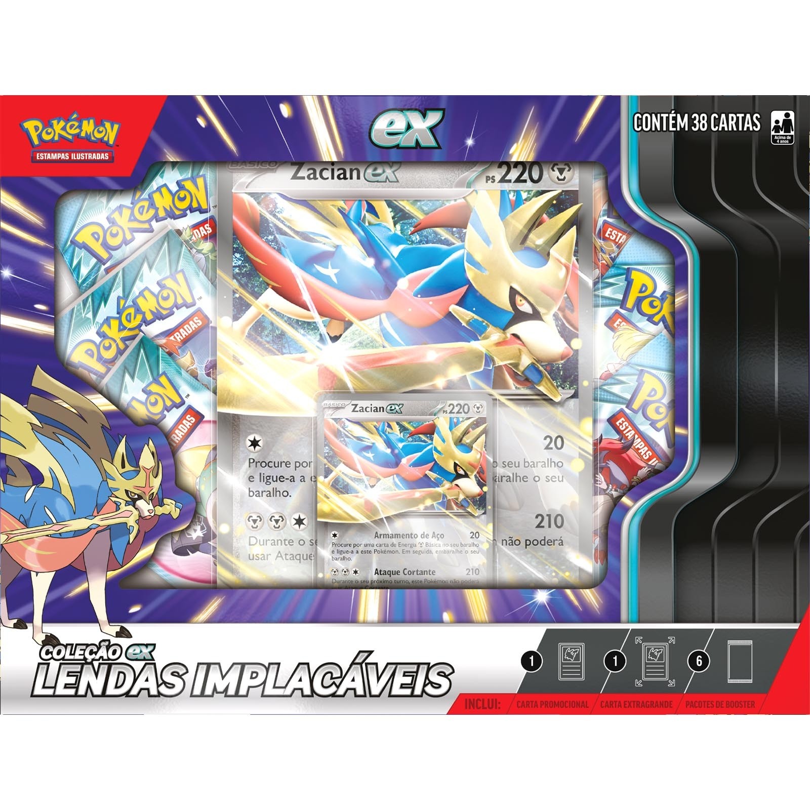 Box Pokemon - Lendas Implacáveis - Zacian Ex - Pokémon TCG Escala ...